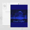 DEEP TROPICAL BLUE GOODNIGHT PALM TREES OCEAN MOON POSTCARD | Zazzle