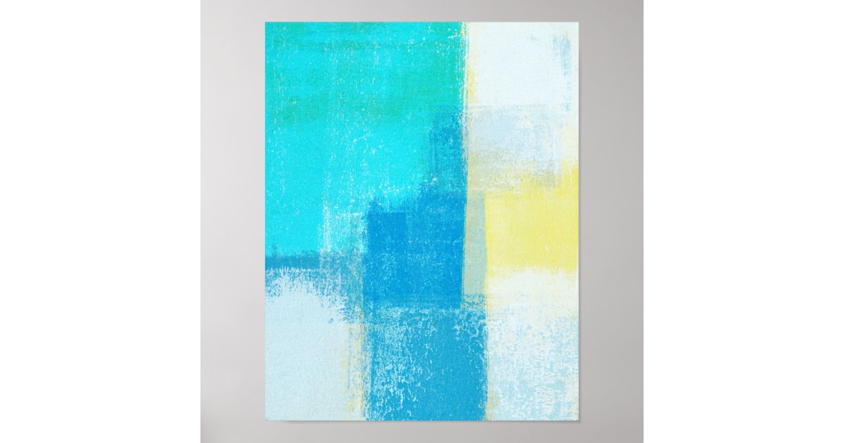 'Deep' Turquoise Abstract Art Painting Poster | Zazzle