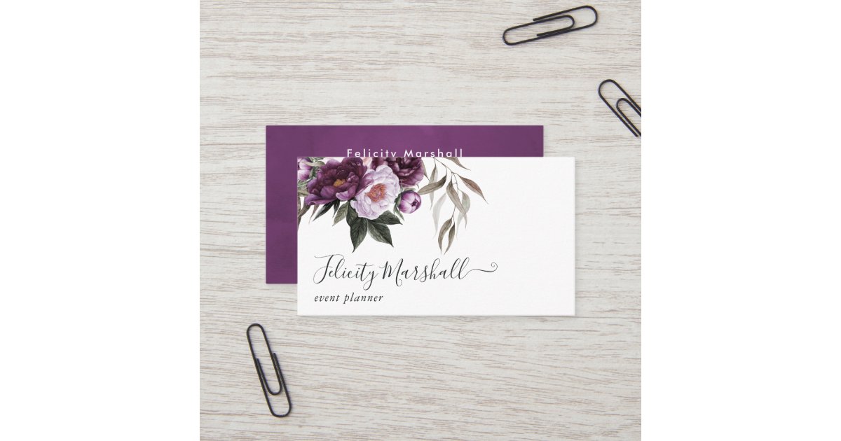 Deep Velvet Floral Business Card | Zazzle
