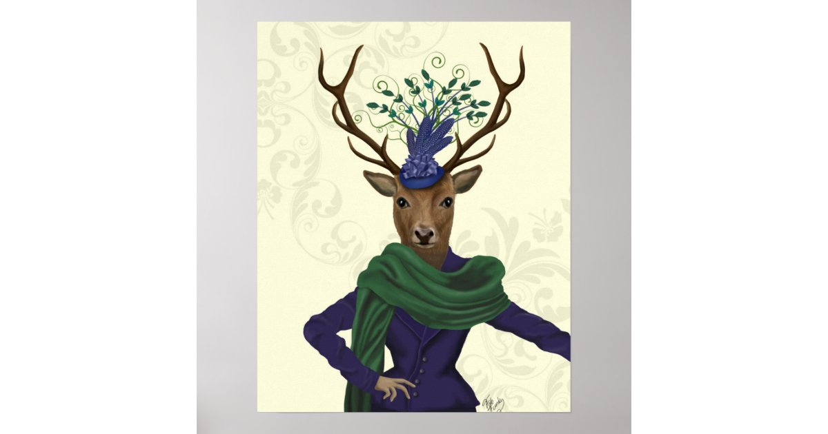 Deer and Fascinator Poster | Zazzle