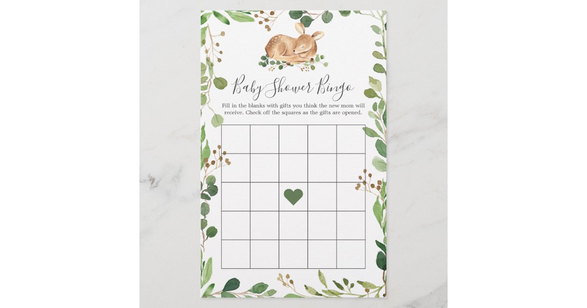Deer Baby Shower Bingo Game | Zazzle