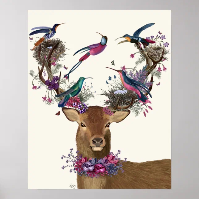 Deer Birdkeeper, Tropical Bird Nests Poster | Zazzle