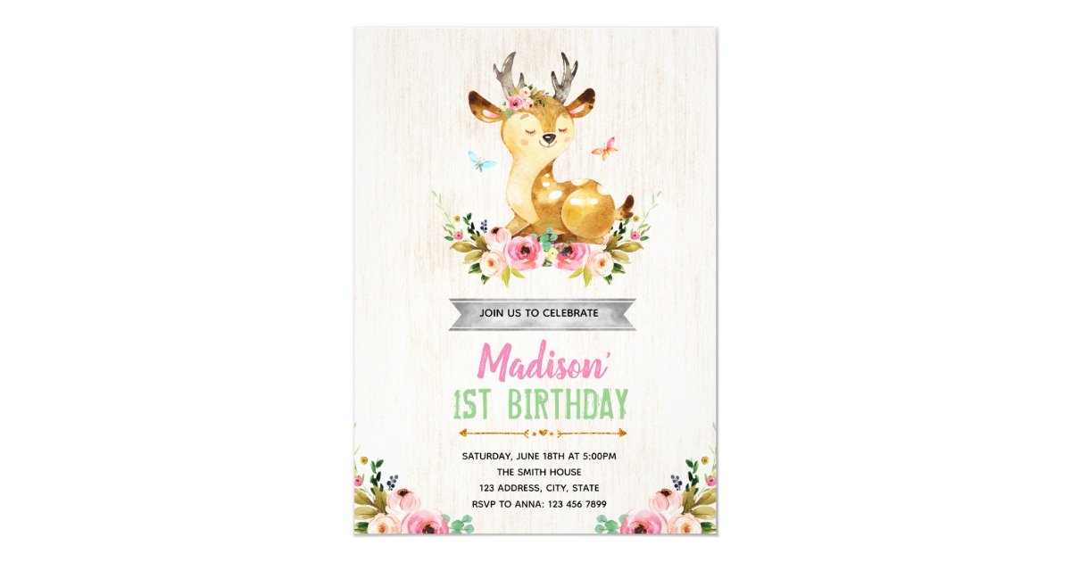 Deer birthday party invitation | Zazzle.com