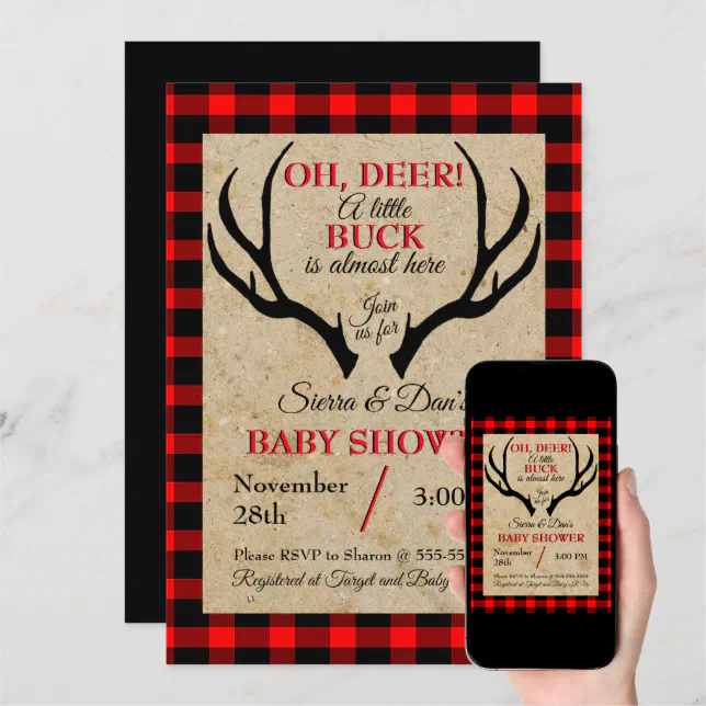Deer Buck Boy Baby Shower Invitation | Zazzle