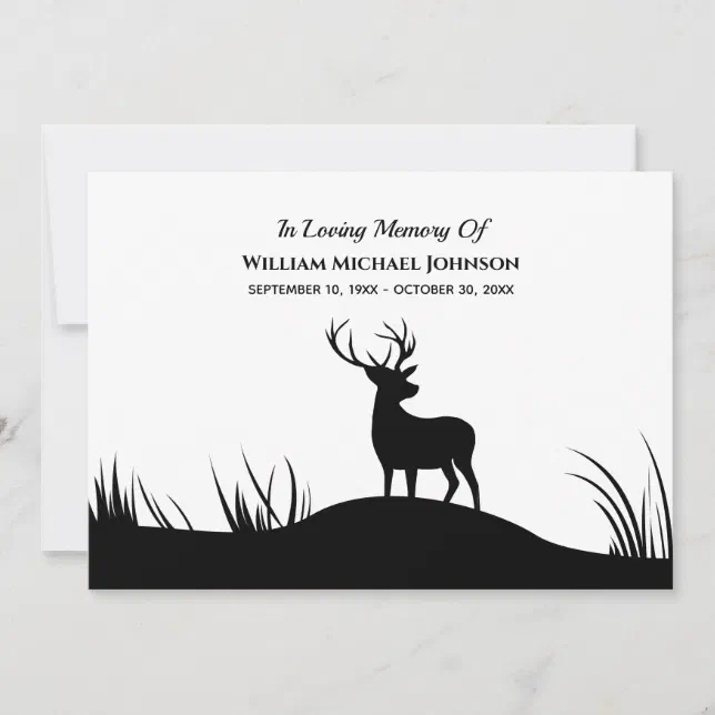 Deer Funeral Memorial Remembrance In Loving Memory Invitation | Zazzle