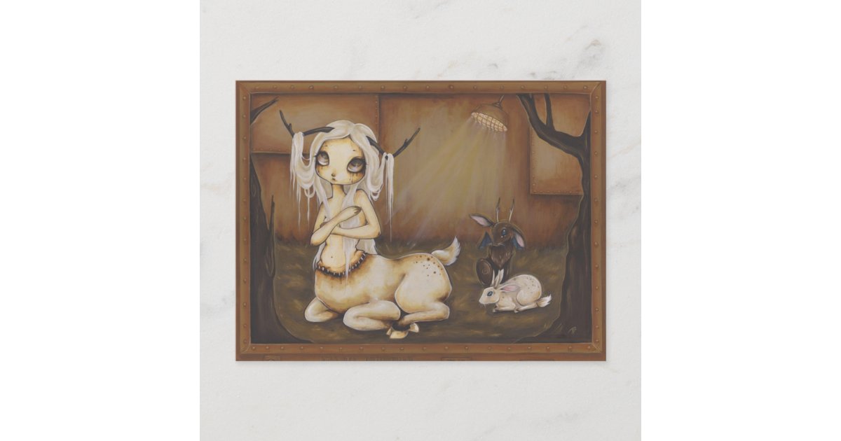 Deer girl zombie gothic fantasy postcard | Zazzle