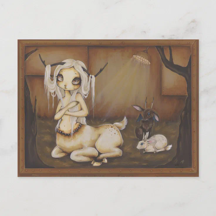 Deer girl zombie gothic fantasy postcard | Zazzle