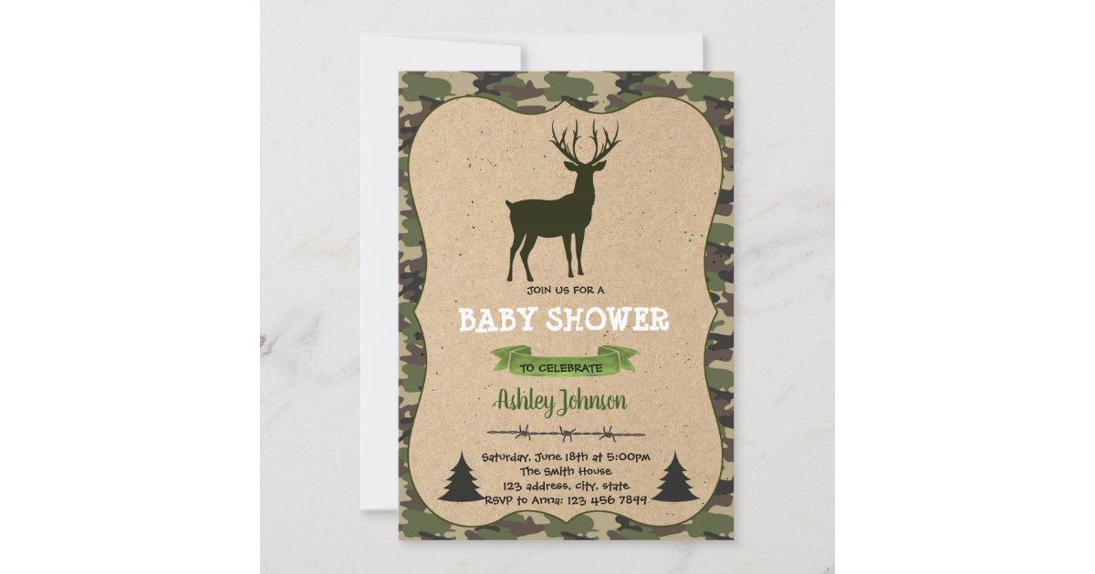 Deer hunting baby shower invitation | Zazzle