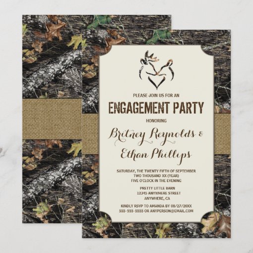 Deer Hunting Camo Engagement Party Invitations | Zazzle