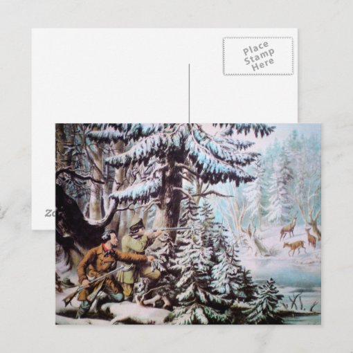 Deer Hunting Vintage Postcard | Zazzle