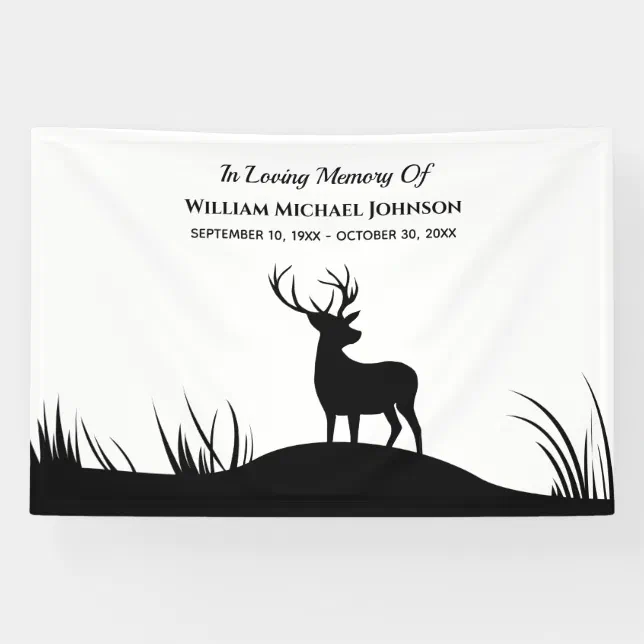 Deer In Loving Memory Remembrance Funeral Memorial Banner | Zazzle