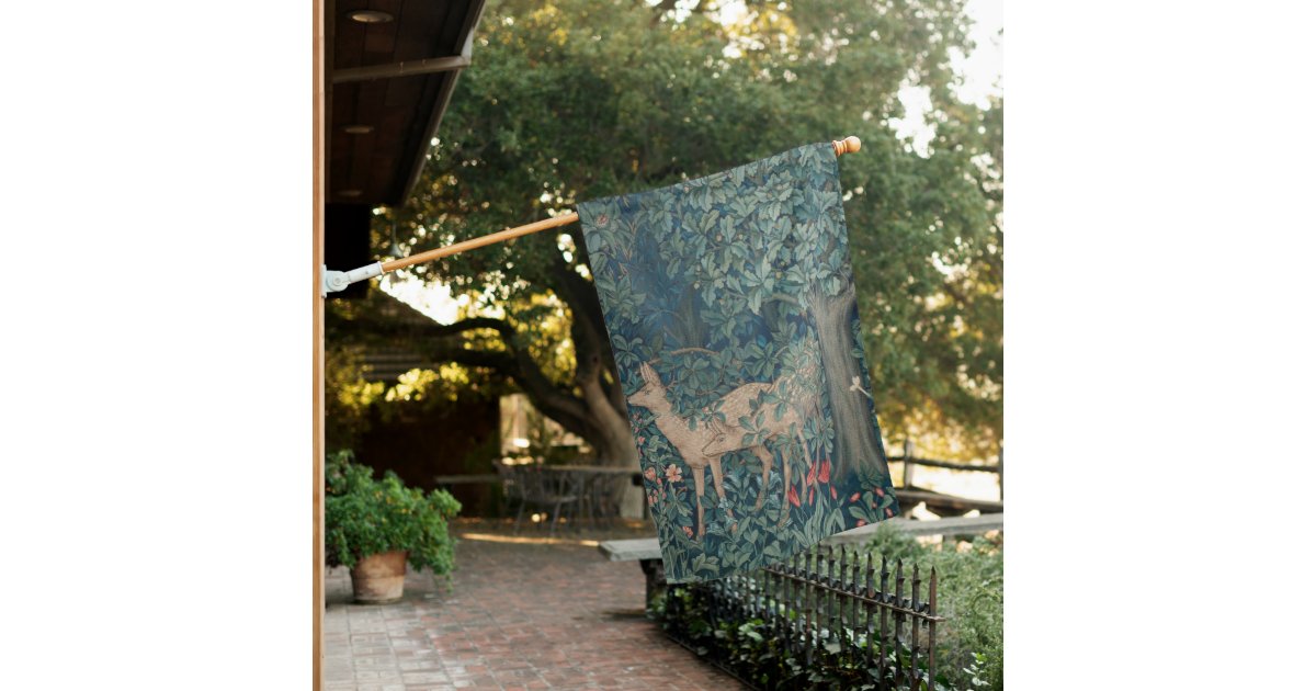 Deer in The Forest, William Morris House Flag | Zazzle