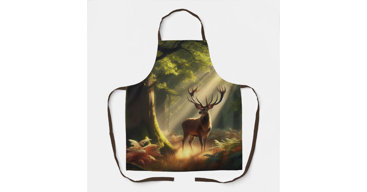 Deer in the morning forest apron | Zazzle
