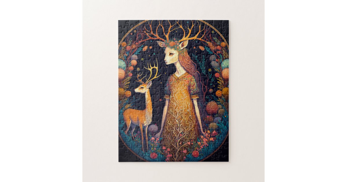 Deer Lady Fantasy Art Jigsaw Puzzle | Zazzle
