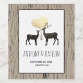 Deer Love Woodland Deer Wedding Custom Wine Label | Zazzle