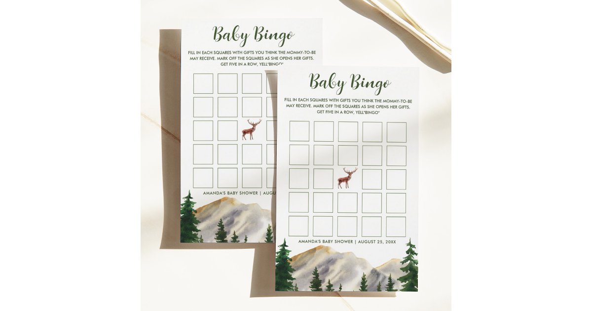 Deer Mountaions Baby Bingo Baby Shower | Zazzle