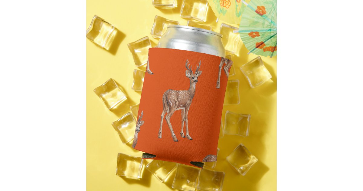 Deer on red can cooler | Zazzle