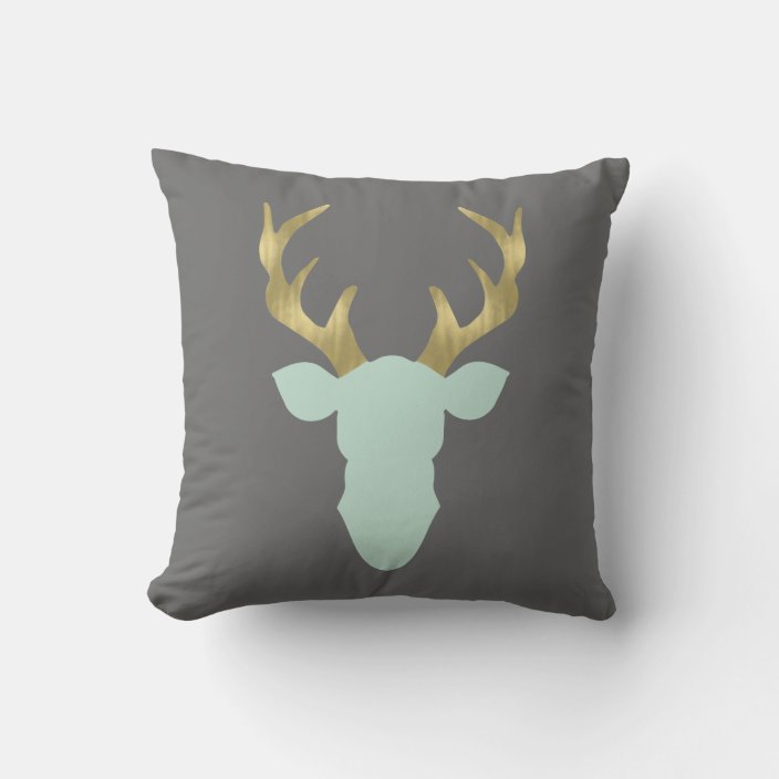 Deer Pillow, Deer Head, Antlers, Editable Color Throw Pillow | Zazzle.com