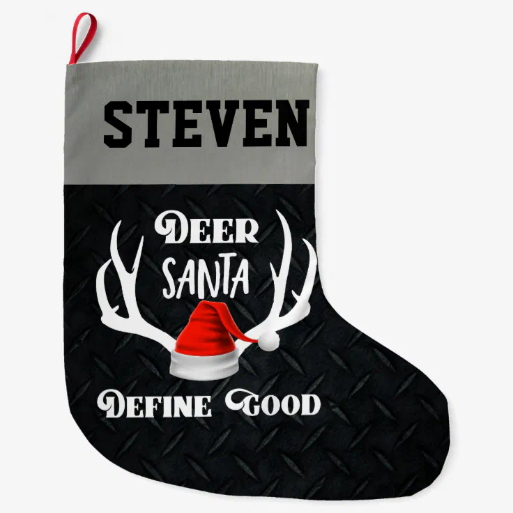 Deer Santa Define Good Christmas Hunting Antlers Large Christmas ...
