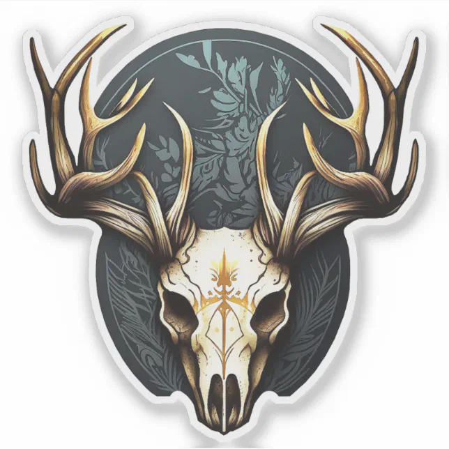 Deer Skull Large Antlers Hunting Sticker | Zazzle