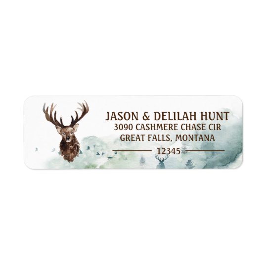 Deer Stag Rustic Forest Hunting Return Address Label | Zazzle.com