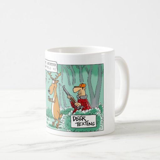 Deer Texting Hunting Cartoon Mug | Zazzle