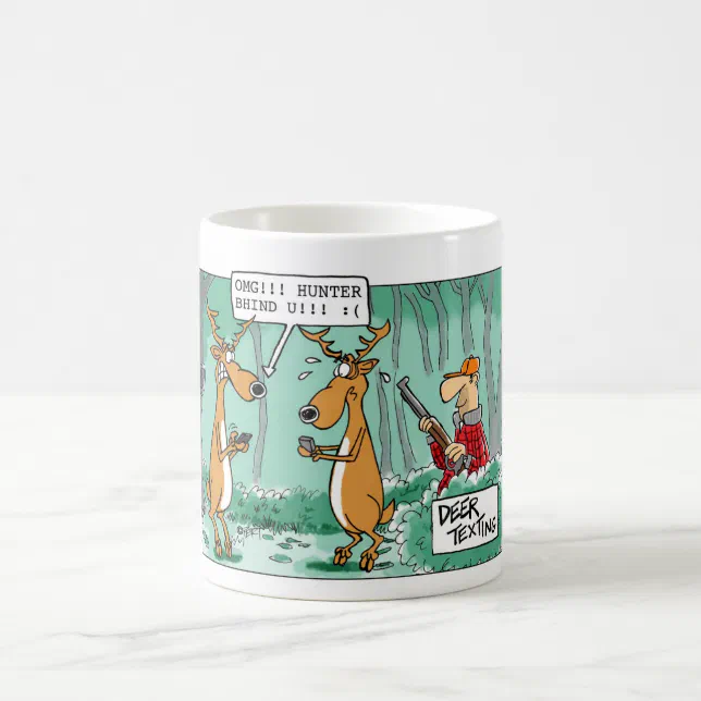 Deer Texting Hunting Cartoon Mug | Zazzle