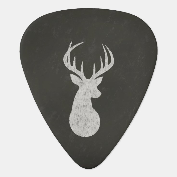 Deer With Antlers Chalk Drawing Guitar Pick | Zazzle