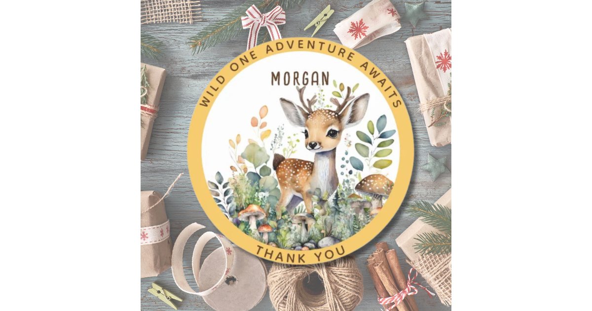 Deer Woodland Animals Favors Thank You Gift Decor Classic Round Sticker ...