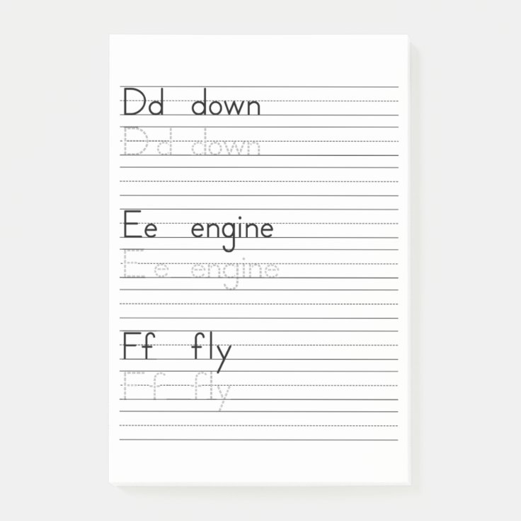 DEF Writing Practice Alphabet Worksheet Notepad | Zazzle