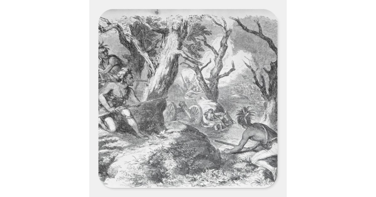 Defeat of General Braddock Square Sticker | Zazzle