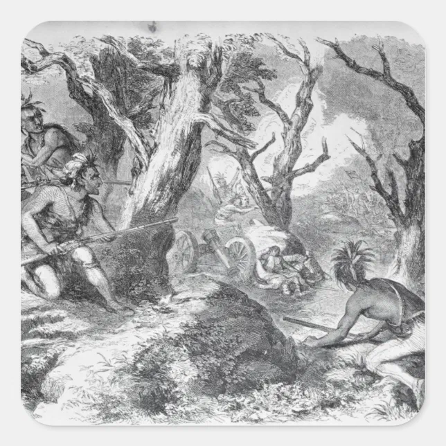Defeat of General Braddock Square Sticker | Zazzle