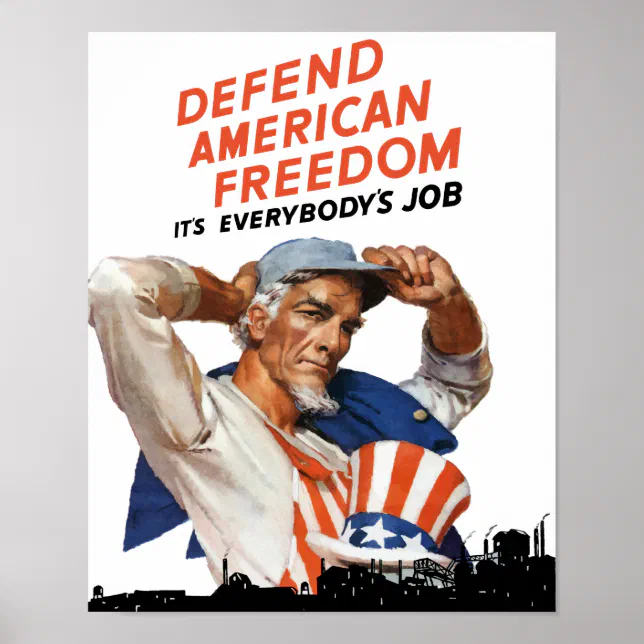 Defend American Freedom -- Uncle Sam WWII Poster | Zazzle