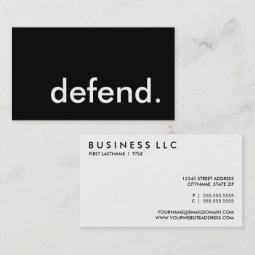 defend. business card | Zazzle