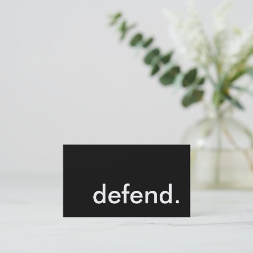 defend. business card | Zazzle