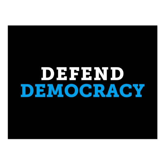 Defend Democracy Black Postcard | Zazzle.com