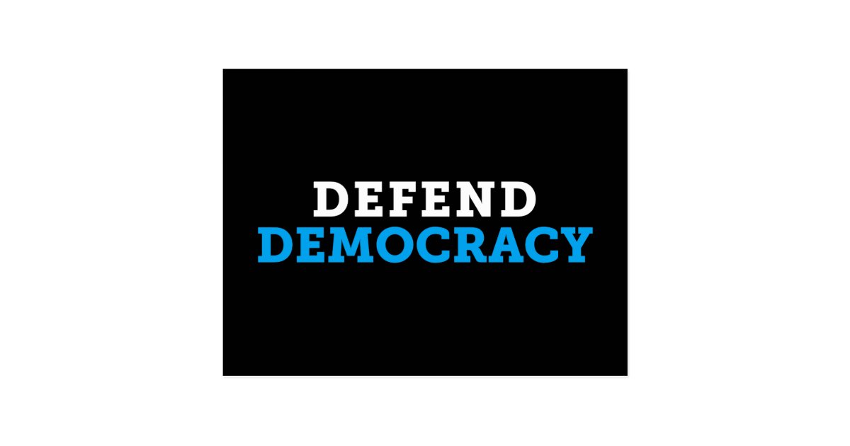 Defend Democracy Black Postcard | Zazzle.com