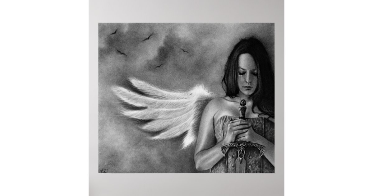 Defender Angel Girl Sword Poster | Zazzle
