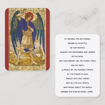 Defender St Michael the Archangel Prayer Card | Zazzle