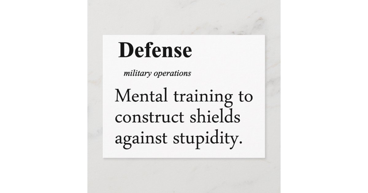 Defense Definition Postcard | Zazzle