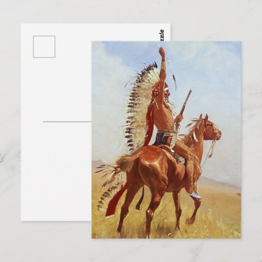 “Defiance” Western Art by Frederic Remington Postcard | Zazzle