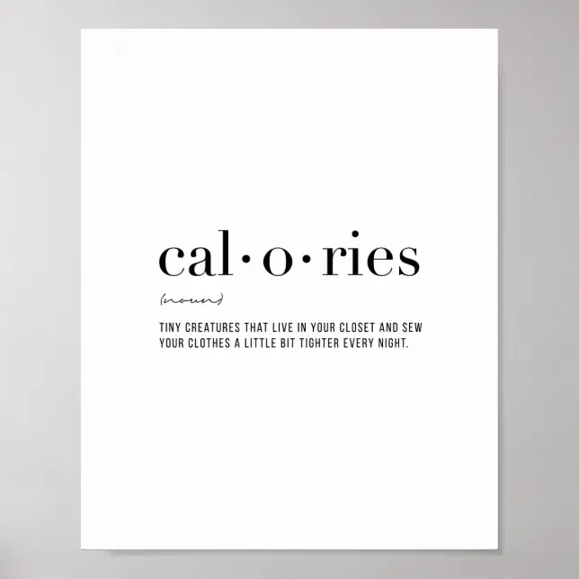 Definition Calories Poster | Zazzle