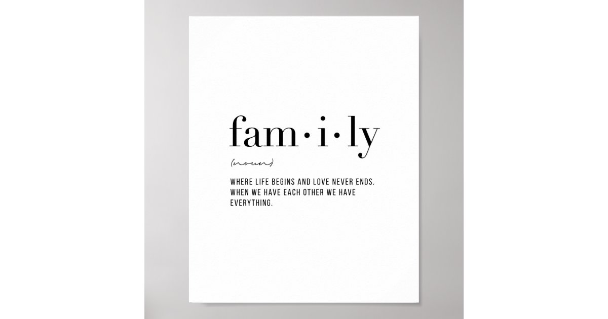 Definition Family Poster | Zazzle