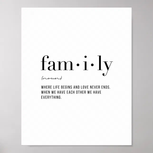 Definition Family Poster | Zazzle