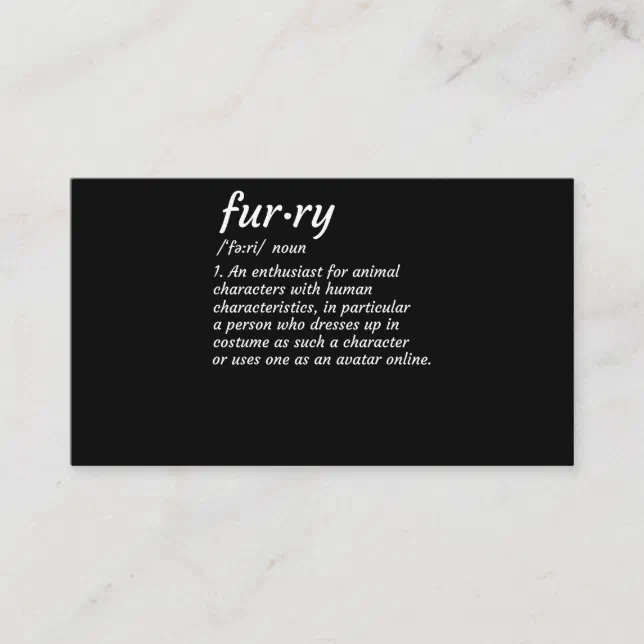 Definition Furry Fandom Furries Design Cosplay Business Card | Zazzle