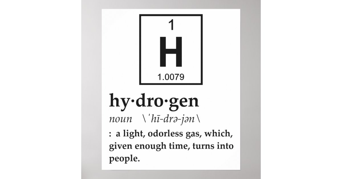 Definition of Hydrogen Poster | Zazzle