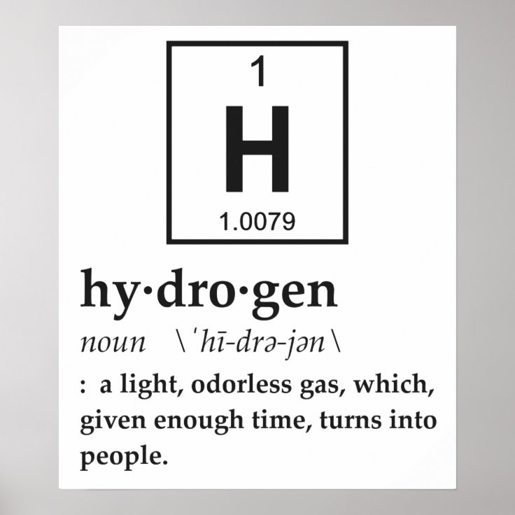 Definition of Hydrogen Poster | Zazzle
