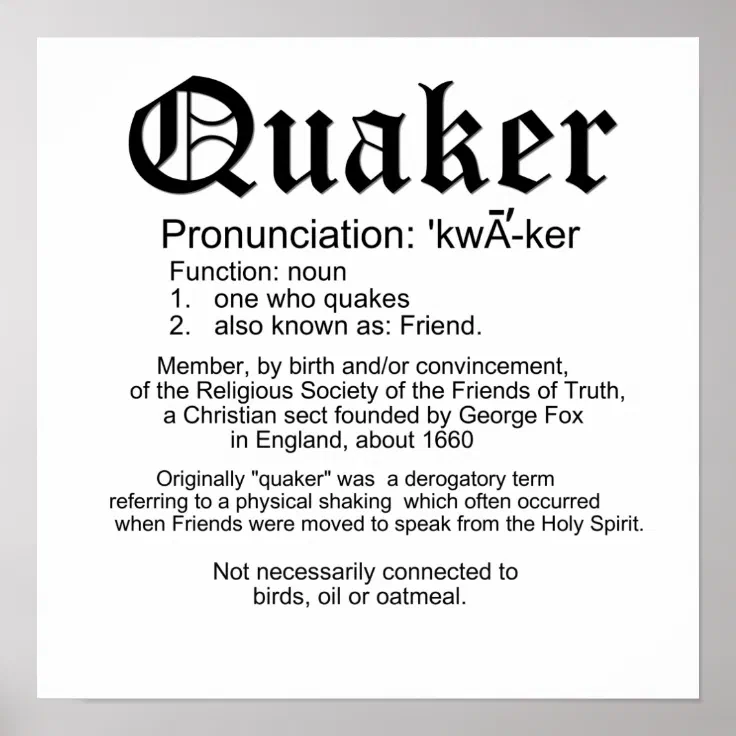 Definition of Quaker Poster | Zazzle