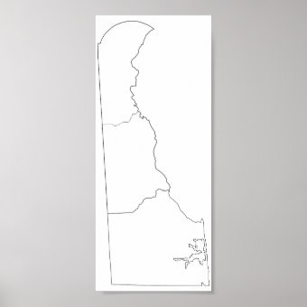 Delaware Counties Blank Outline Map Poster | Zazzle