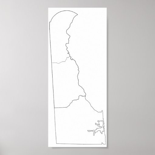 Delaware Counties Blank Outline Map Poster | Zazzle